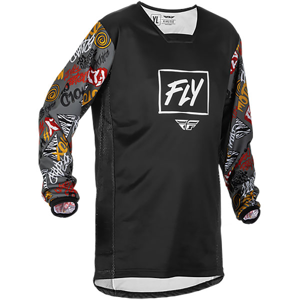 Fly Racing Kids Kinetic Rebel Jersey - Black / Grey - SPORTSBIKESHOP