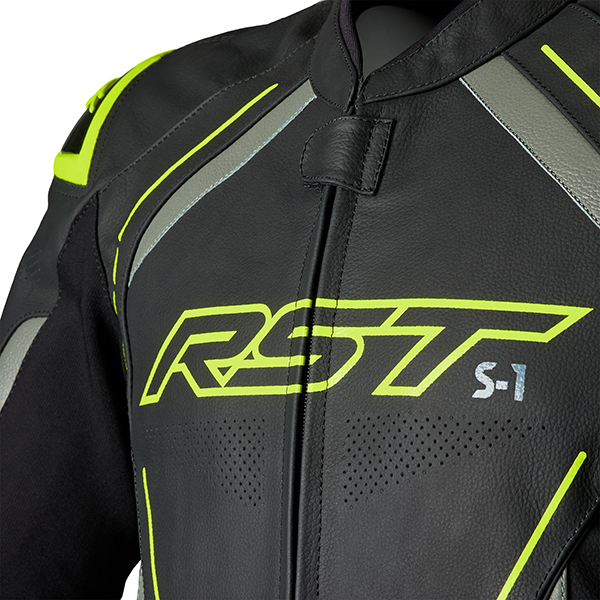 RST S1 CE Leather Jacket - Black / Grey / Fluo Yellow - FREE UK DELIVERY