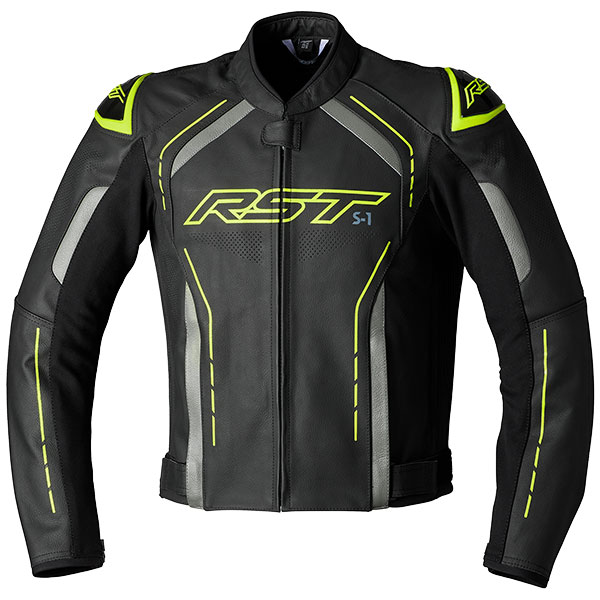 RST S1 CE Leather Jacket - Black / Grey / Fluo Yellow - FREE UK DELIVERY