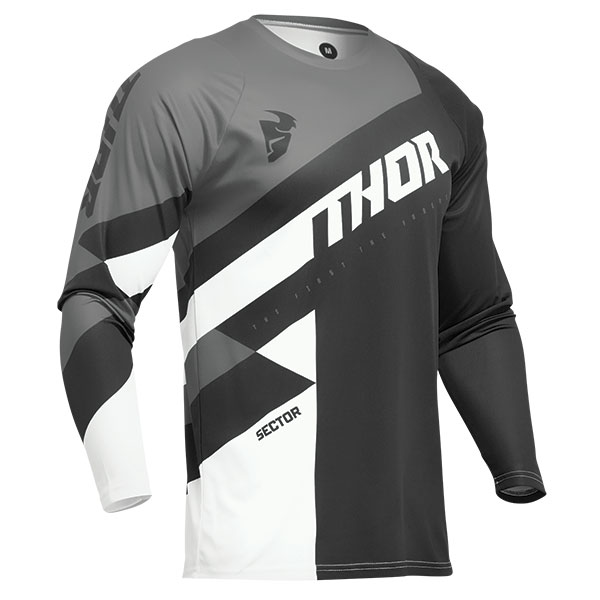 Thor Youth Sector Checker Jersey - Black / Grey - SPORTSBIKESHOP